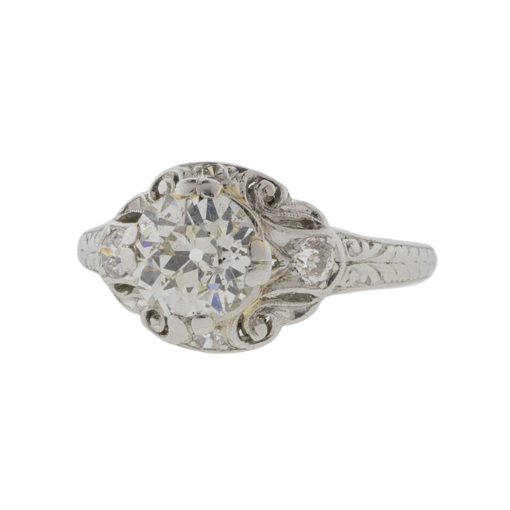 Platinum Art Deco Diamond Engagement Ring | Baraka Gems