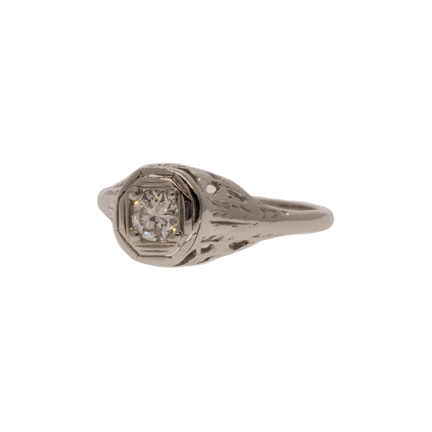 Vintage Engraved Diamond Engagement Ring | Seattle