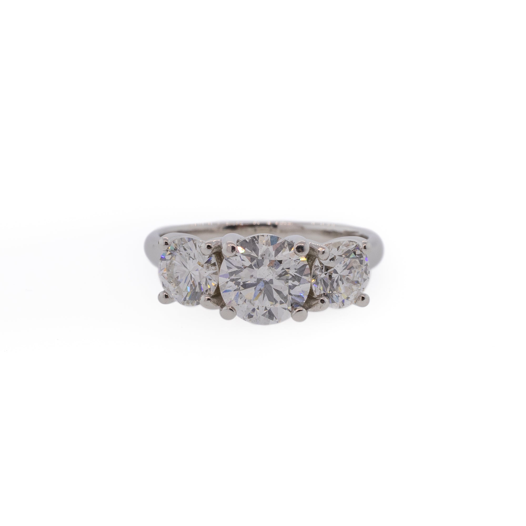 Three Stone Round Brilliant Diamond & Platinum Engagement Ring - Baraka ...