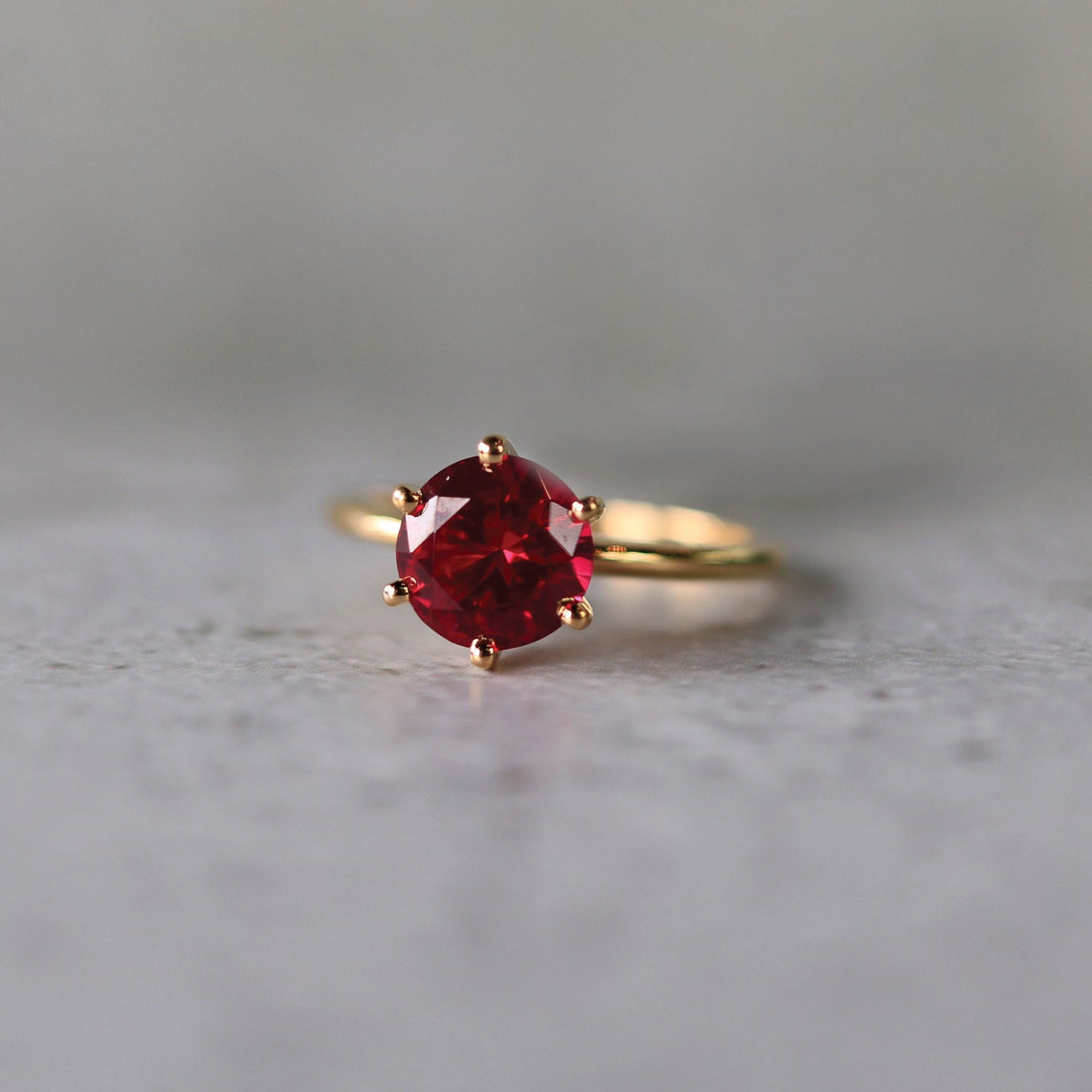 Lab-Grown Ruby Solitaire Engagement Ring | 14K Yellow Gold | Baraka Gems Seattle